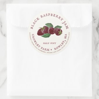 Sustainably Grown Local Black Raspberry Jam Classic Round Sticker | Zazzle