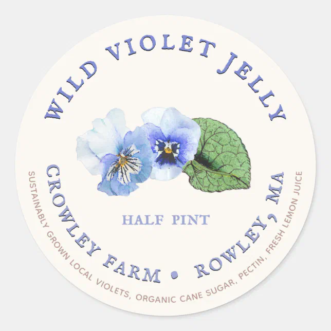 Sustainably Grown Wild Violet Jelly Label | Zazzle