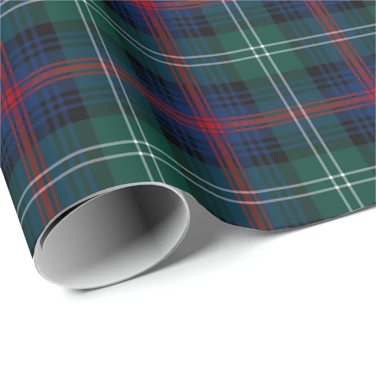Sutherland Clan Tartan Green and Blue Plaid Wrapping Paper | Zazzle