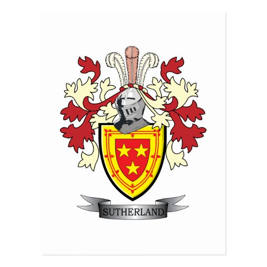 Sutherland Family Crest Coat of Arms Postcard | Zazzle.com