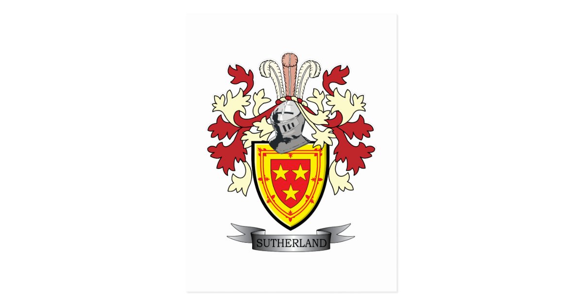 Sutherland Family Crest Coat of Arms Postcard | Zazzle.com