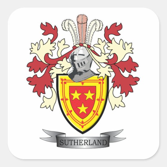 Sutherland Family Crest Coat of Arms Square Sticker | Zazzle.com