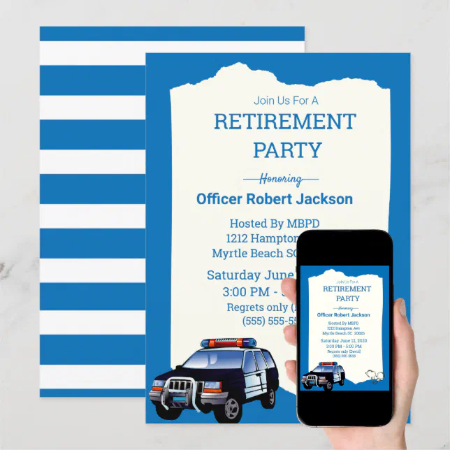 SUV Police Officer Retirement Invitation | Zazzle