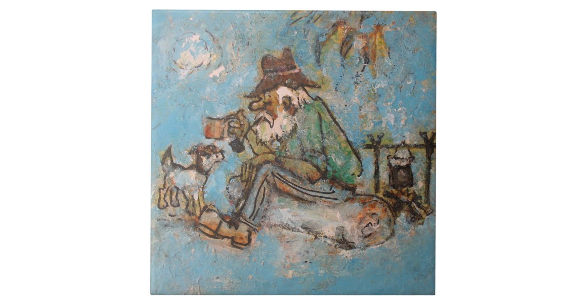 Swagman and his dog ceramic tile | Zazzle