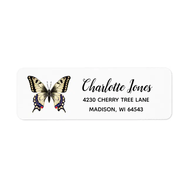 Swallowtail Butterfly Return Address Label | Zazzle