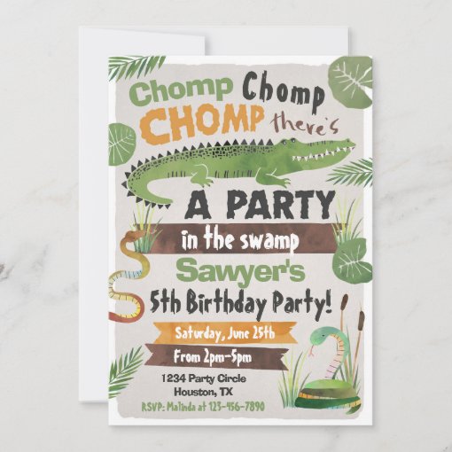 Swamp Birthday Invitation | Alligator | Crocodile | Zazzle