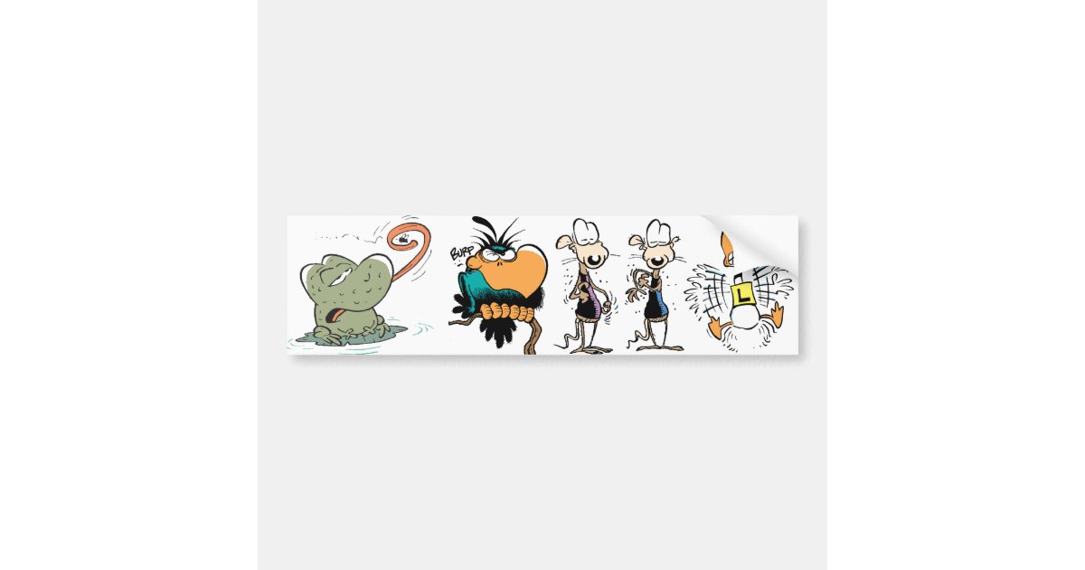 Swamp Cartoon Animals Bumper Sticker | Zazzle