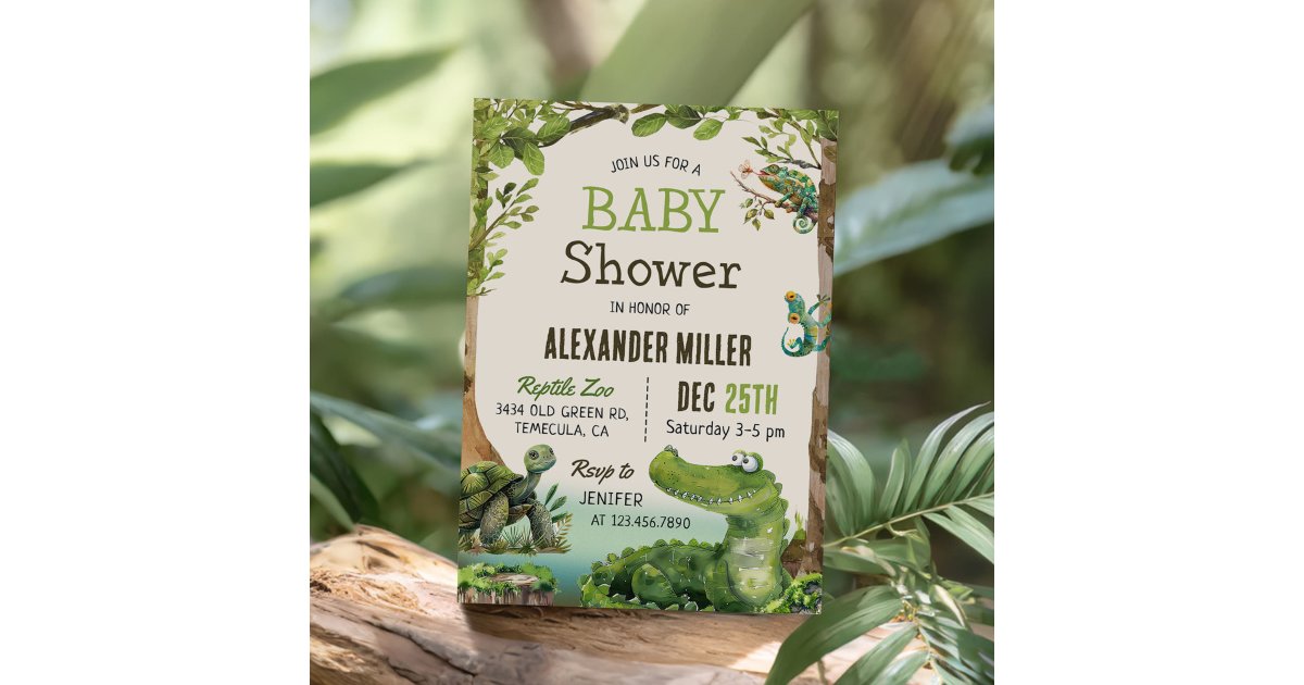 Swamp Reptile Baby Shower Invitation | Zazzle