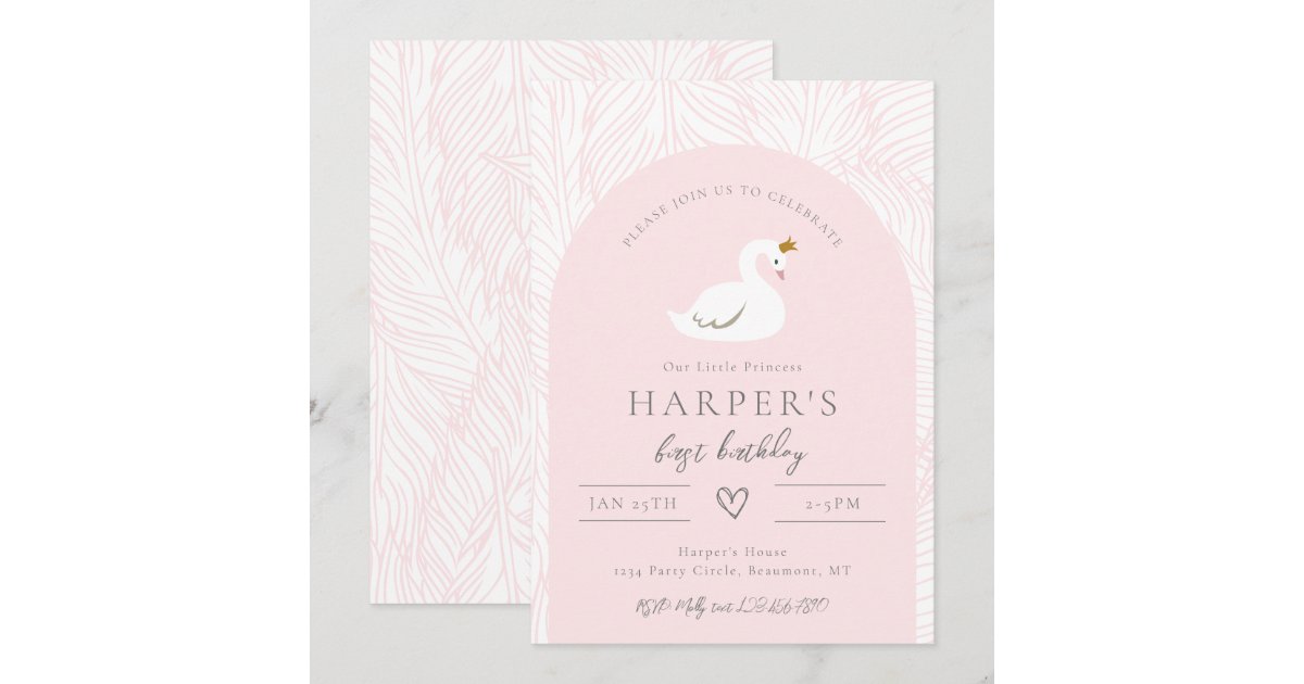 Swan Birthday Invitation | Swan Invitations | Zazzle