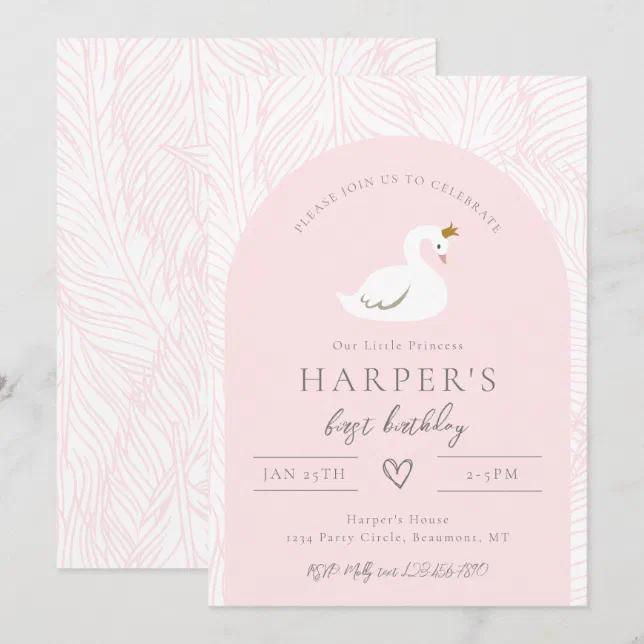 Swan Birthday Invitation | Swan Invitations | Zazzle