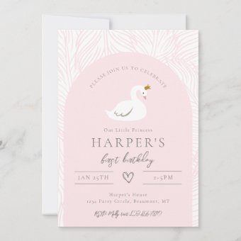 Swan Birthday Invitation | Swan Invitations | Zazzle