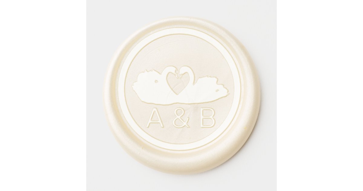 Swan Couple and Monogram Wax Seal Sticker | Zazzle