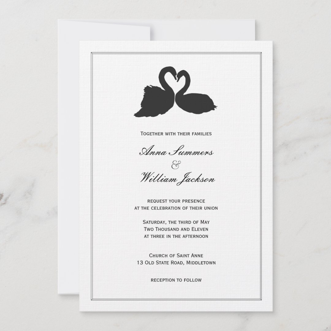 Swan Heart Wedding Invitation | Zazzle