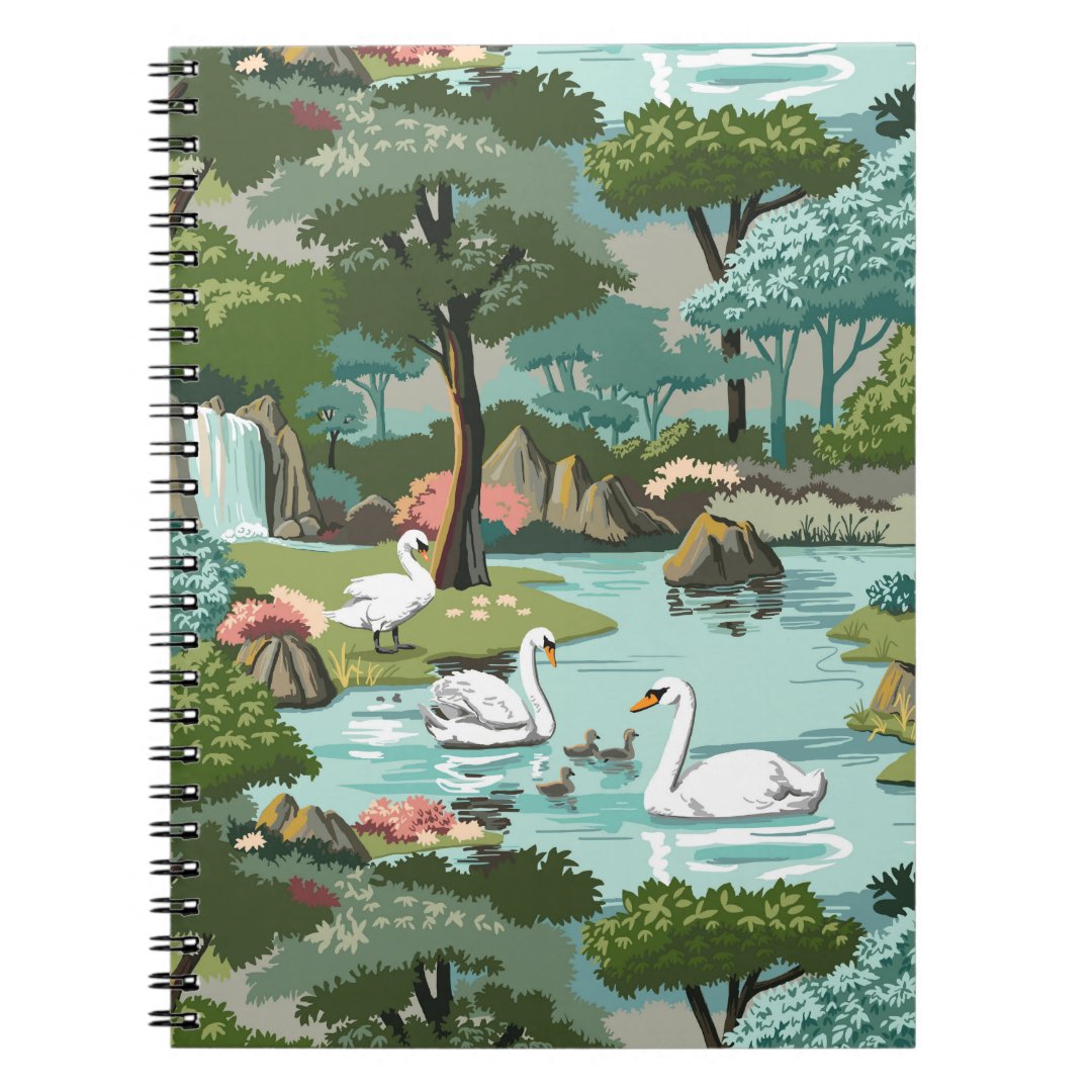 Swan Lake Retro Style Paint by Number Notebook | Zazzle