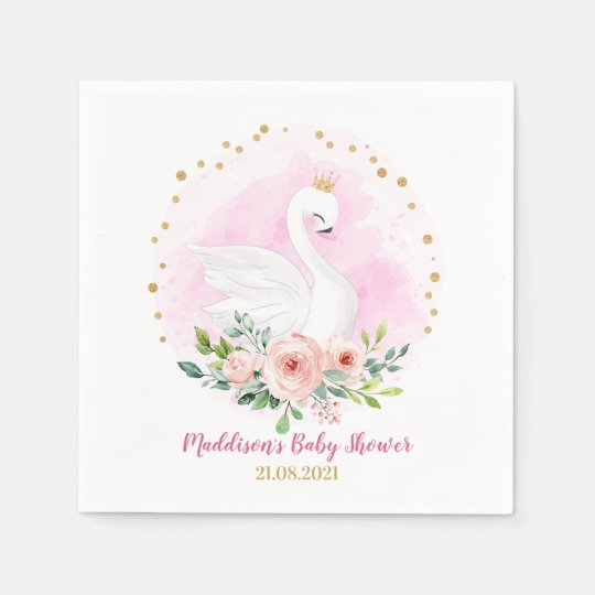 Swan Princess Baby Shower Party Napkin | Zazzle.com