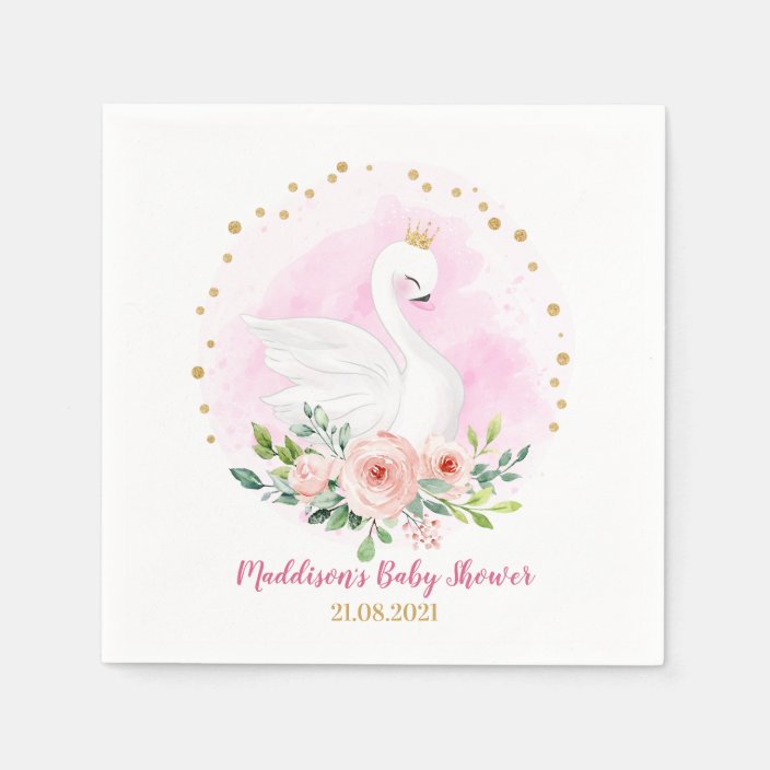 Swan Princess Baby Shower Party Napkin | Zazzle.com