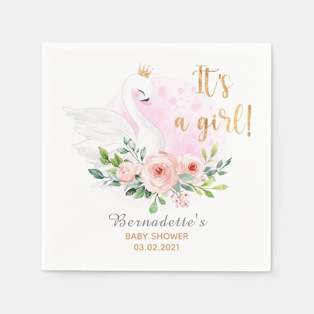 Swan Princess Baby Shower Party Napkin | Zazzle