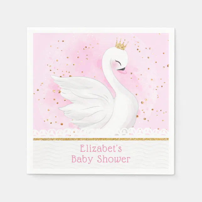 Swan Princess Baby Shower Party Napkins | Zazzle