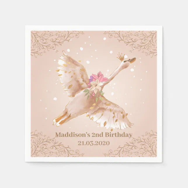 Swan Princess Baby Shower Party Napkins | Zazzle