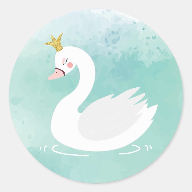 Swan Princess Birthday Envelope Seals, Swan Lake Classic Round Sticker ...