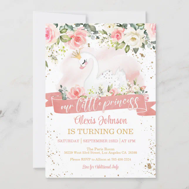 Swan Princess Birthday Invitation | Zazzle