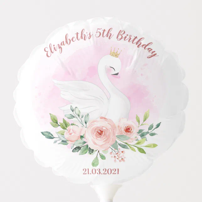 Swan Princess Girl Birthday Party Balloon | Zazzle