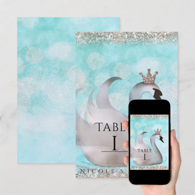 Swan Princess Gold Glitter Fairy Tale Table Number | Zazzle
