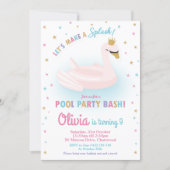 Swan Princess Pool Party Birthday Girl Floatie Invitation | Zazzle