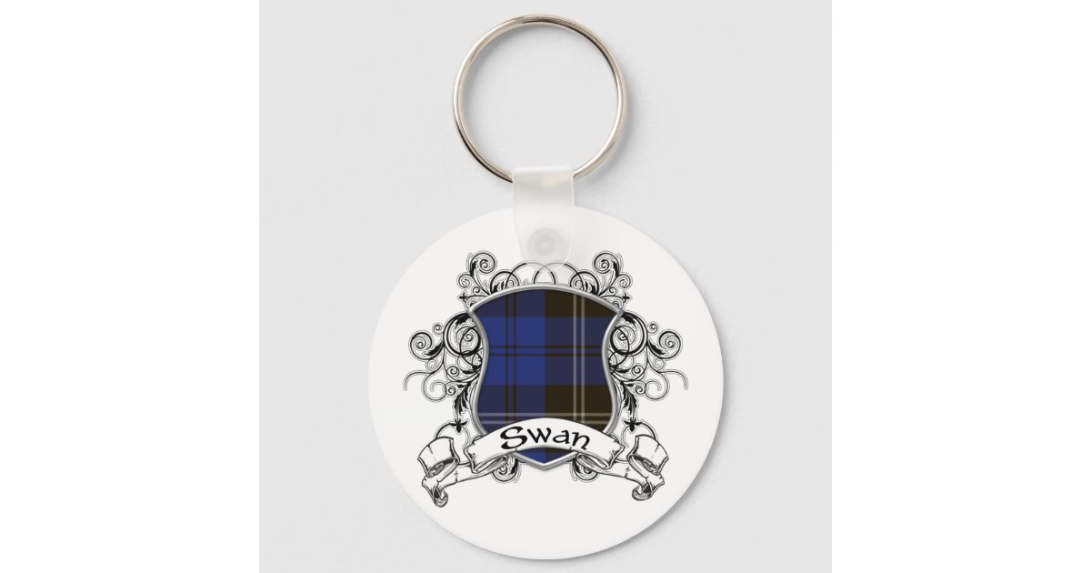 Swan Tartan Shield Keychain | Zazzle