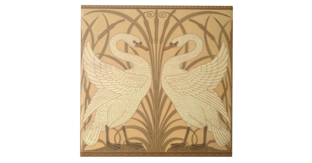 Swan wallpaper design ceramic tile | Zazzle