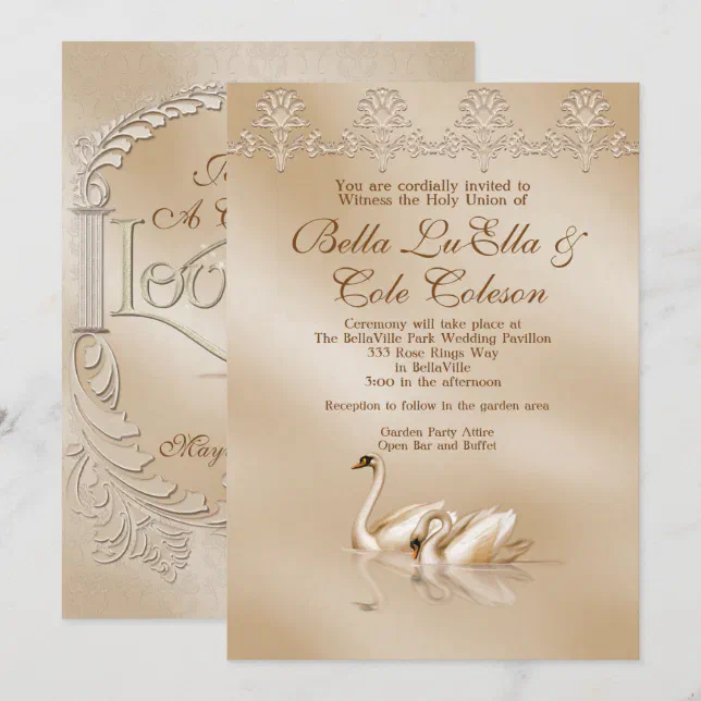 Swan Wedding Invitation Invitation | Zazzle
