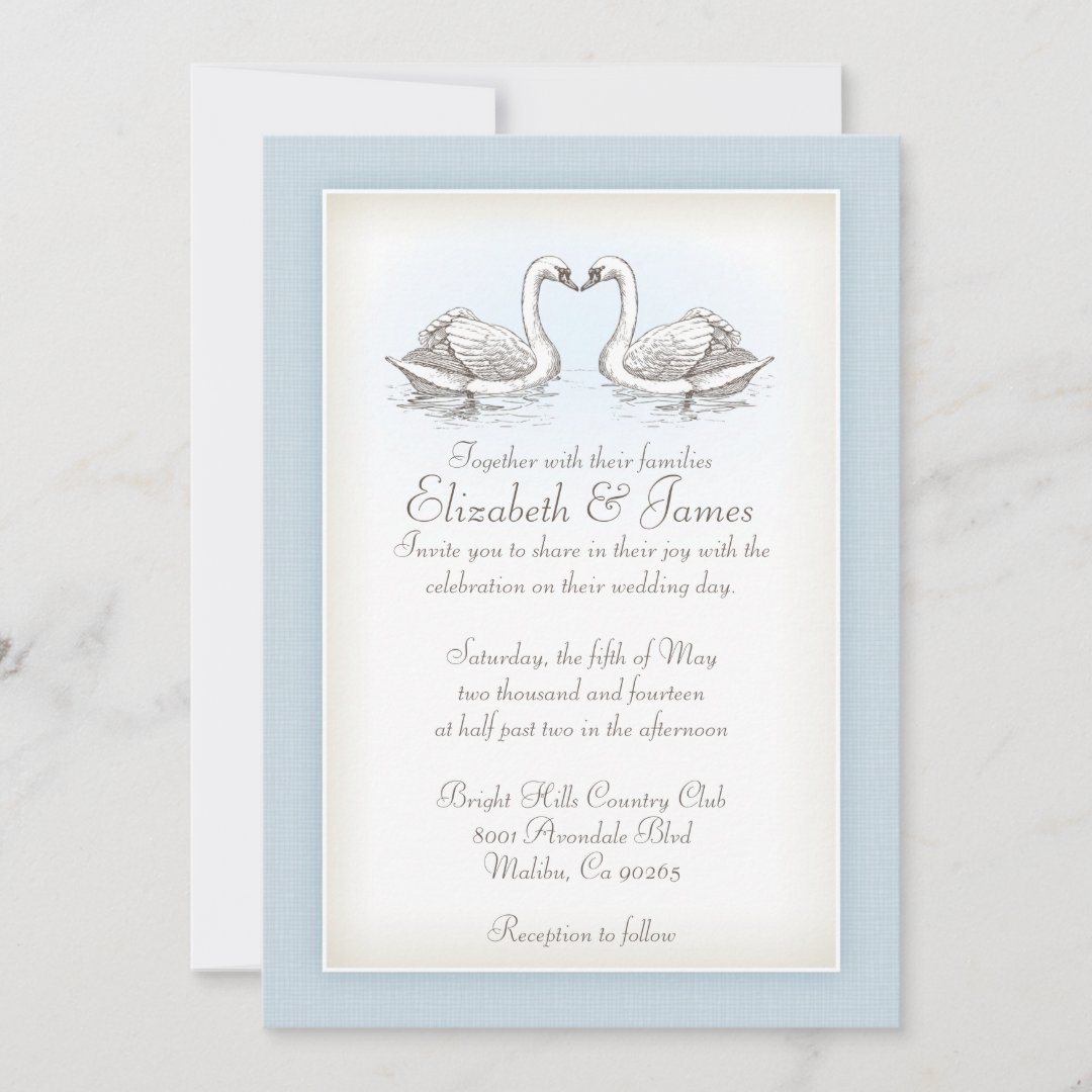 Swans Wedding Invitations | Zazzle