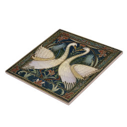 Swans William Morris Wall Decor Art Nouveau Swan Ceramic Tile | Zazzle