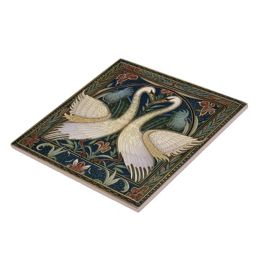 Swans William Morris Wall Decor Art Nouveau Swan Ceramic Tile | Zazzle