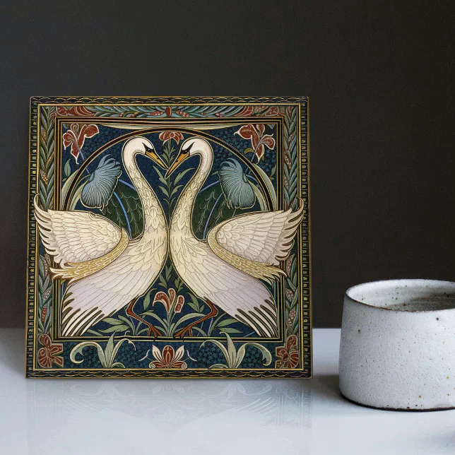 Swans William Morris Wall Decor Art Nouveau Swan Ceramic Tile | Zazzle