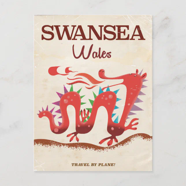 Swansea Wales Dragon poster Postcard | Zazzle