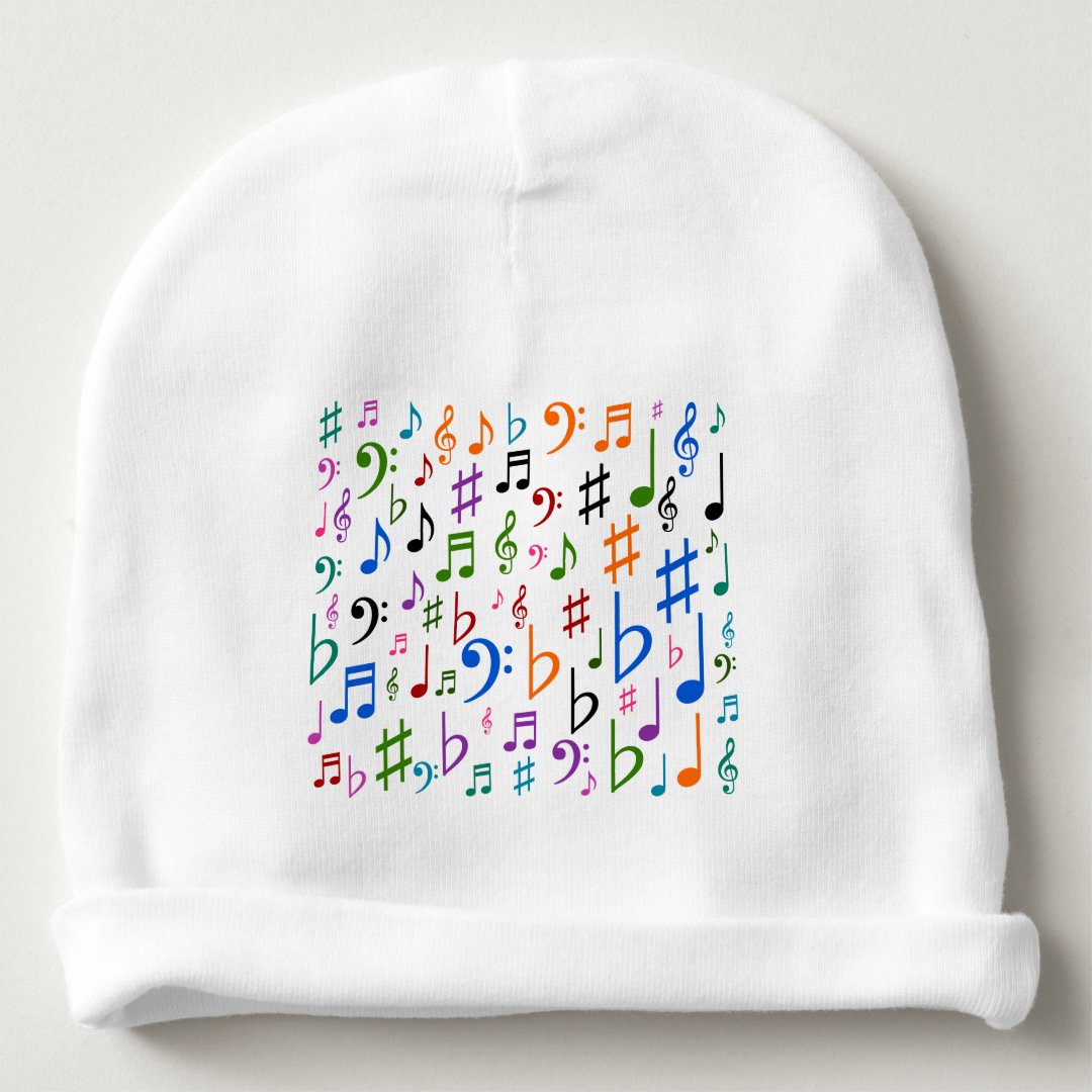 Swarm of Music Notes and Symbols Baby Beanie | Zazzle