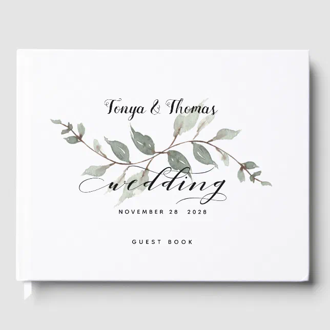 Swash Font Calligraphy Wedding Guest Book | Zazzle