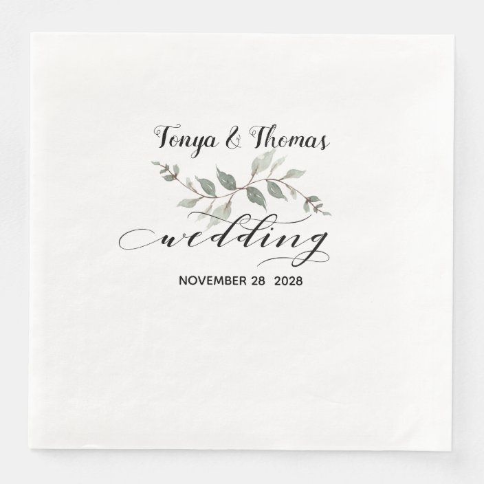 Swash Font Calligraphy Wedding Paper Dinner Napkins | Zazzle