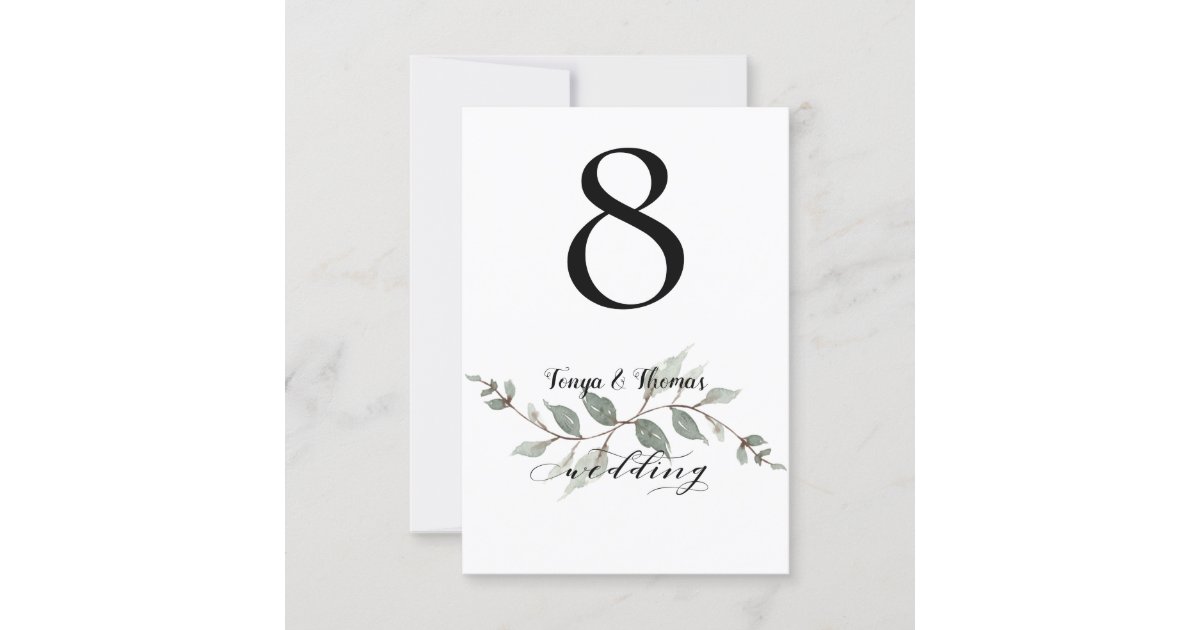 Swash Font Calligraphy Wedding Table Number Card | Zazzle