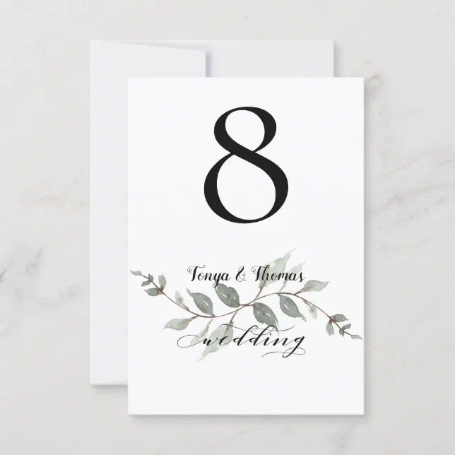 Swash Font Calligraphy Wedding Table Number Card | Zazzle