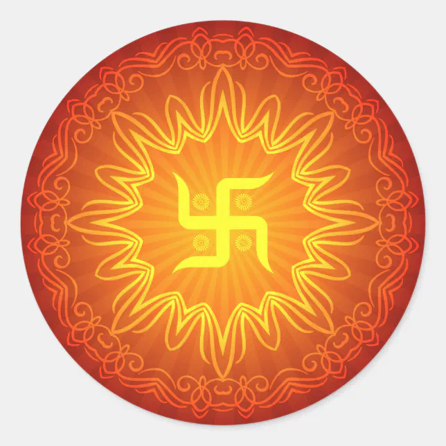Swastika Decorative Design Classic Round Sticker | Zazzle