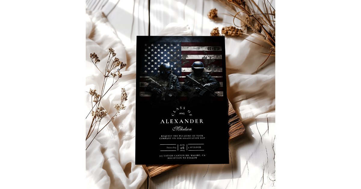 SWAT Team American Flag Graduation Invitation | Zazzle