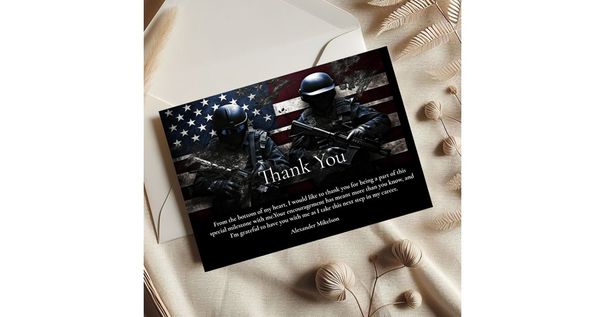 SWAT Team American Flag Graduation Thank You Card | Zazzle