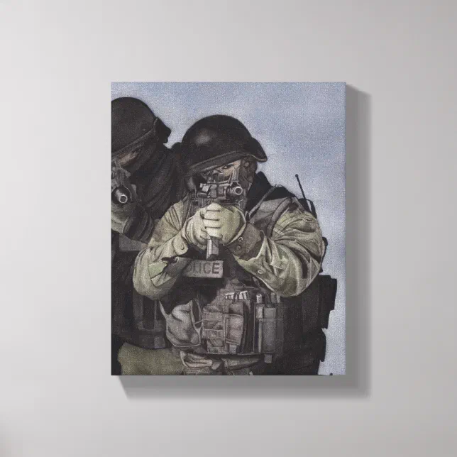 SWAT Team Police Original Art on Canvas Print | Zazzle