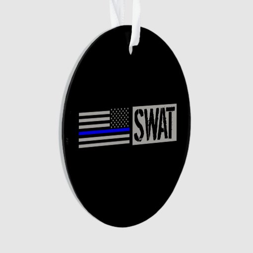 SWAT - Thin Blue Line Flag Ornament | Zazzle