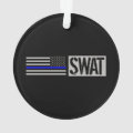 SWAT - Thin Blue Line Flag Ornament | Zazzle