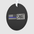 SWAT - Thin Blue Line Flag Ornament | Zazzle