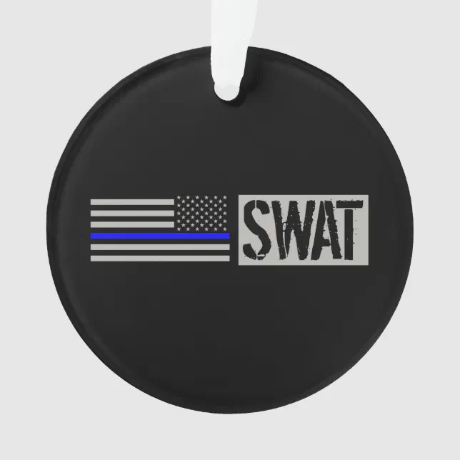 SWAT - Thin Blue Line Flag Ornament | Zazzle
