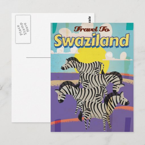 Swaziland Vintage Travel Poster Postcard | Zazzle